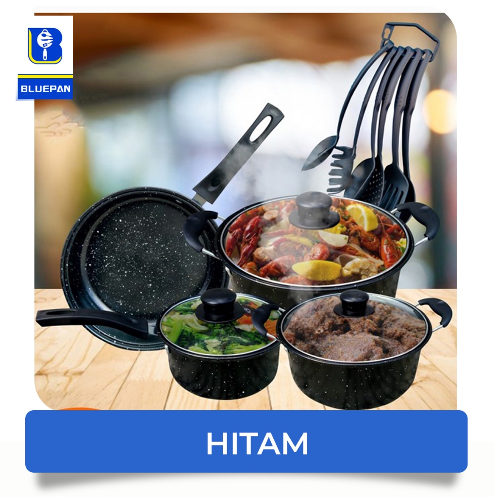 Jual Bluepan Cookware Panci Set Wajan Penggorengan Spatula Set Isi ...