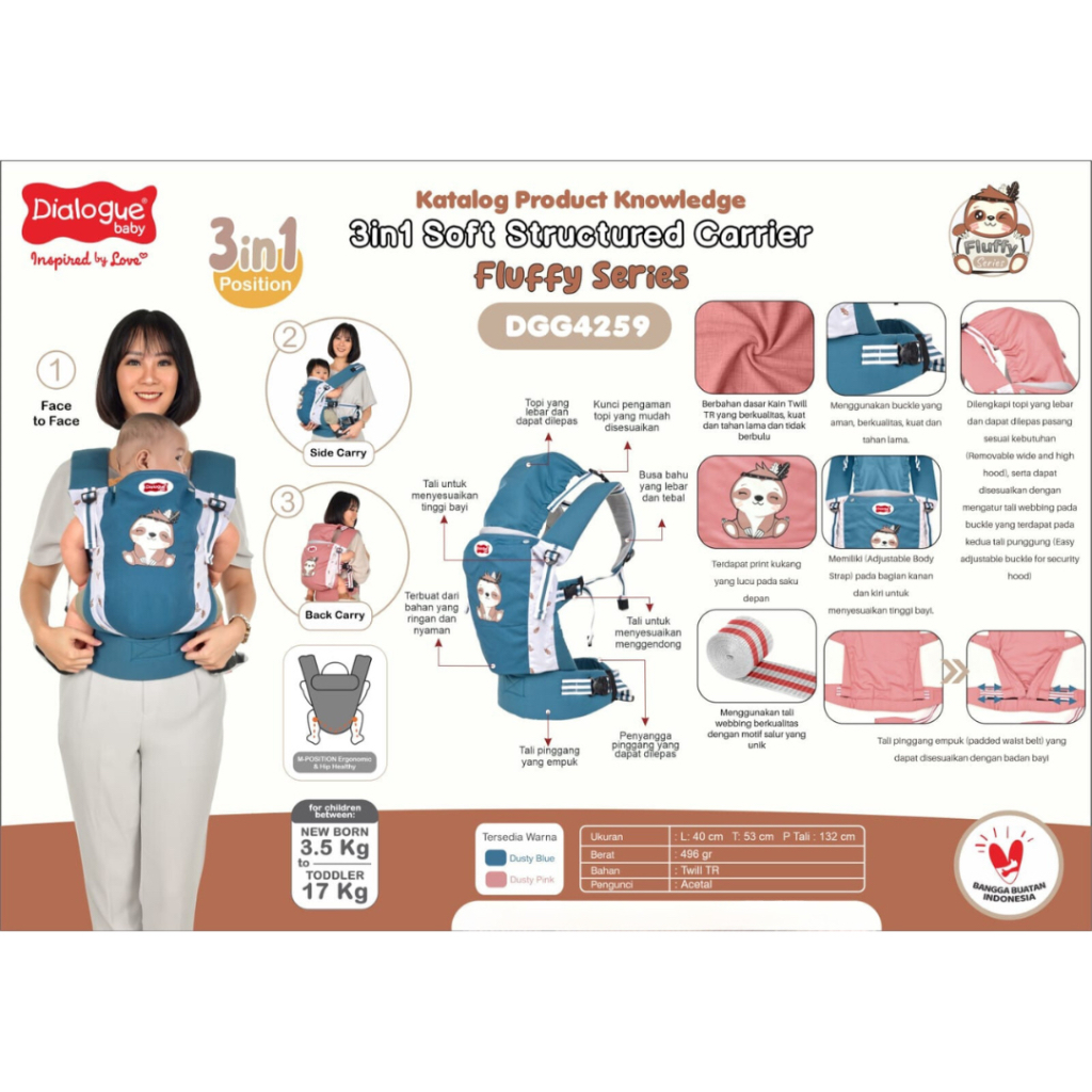 Jual DIALOGUE Baby Carrier 3in1 Fluffy Series / Gendongan | Shopee ...