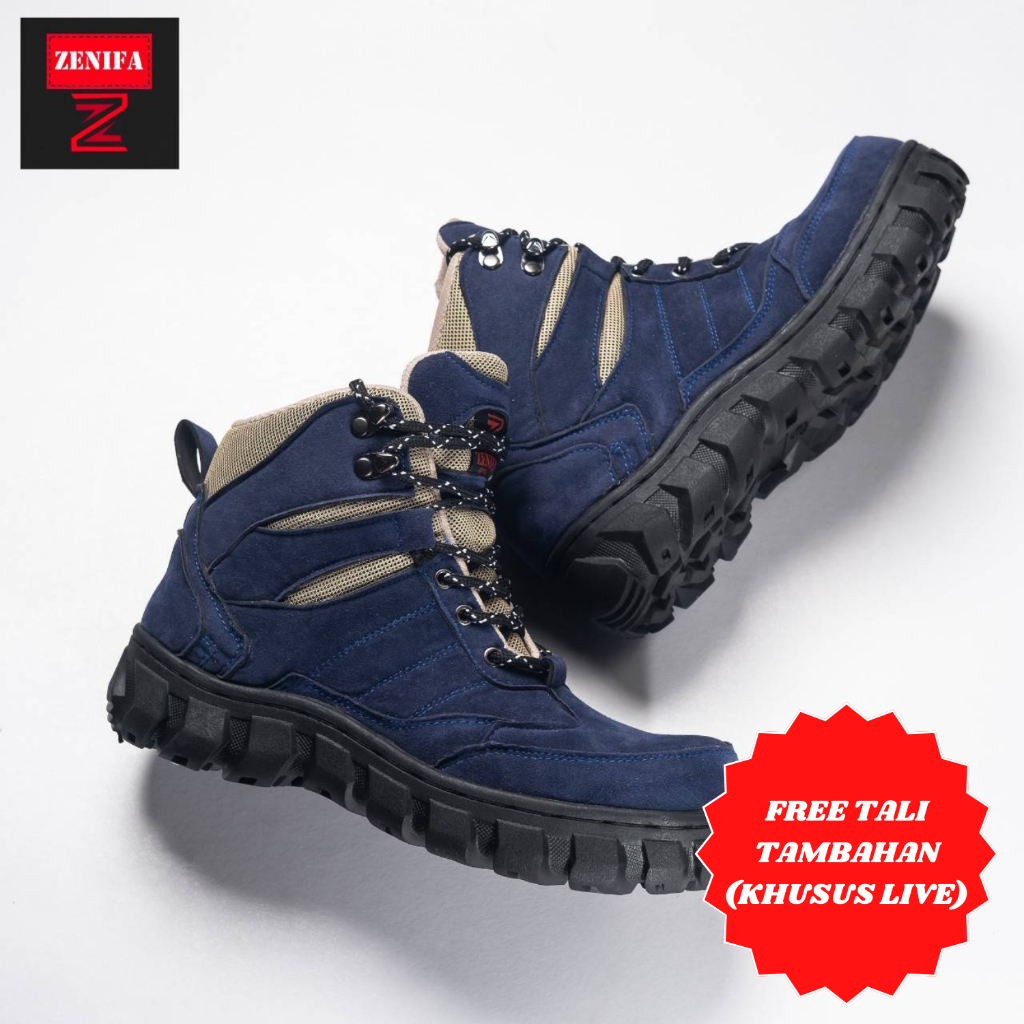 Jual Sepatu Boots Pria Zenifa Tactical Oregon Biru Tua Ujung Besi Sol ...