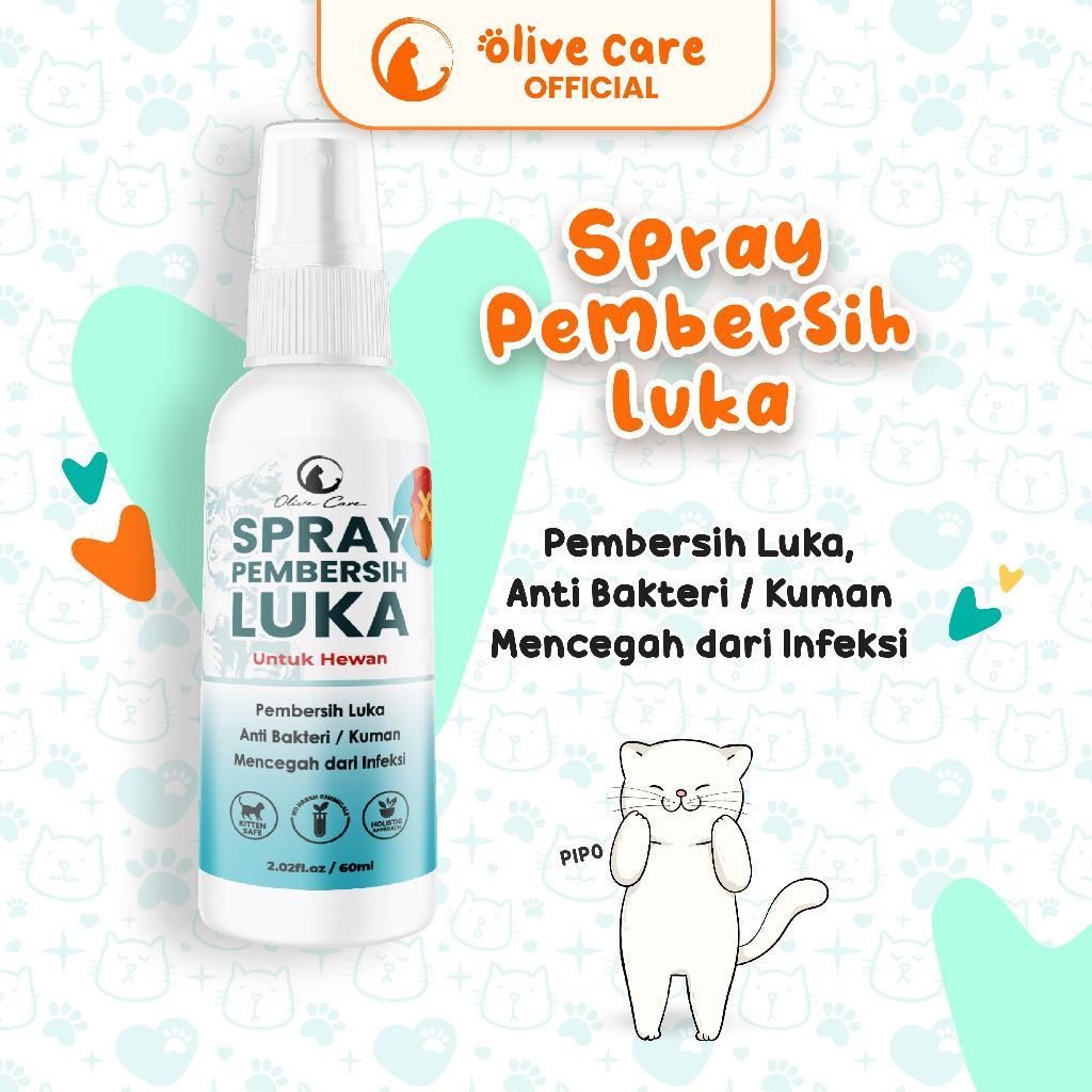Jual Olive Care Spray Kucing PEMBERSIH LUKA untuk Kulit Luka Basah ...