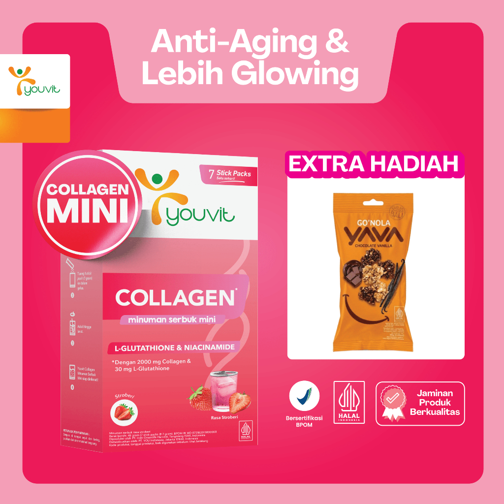 Jual Youvit Mini Collagen Drink 14 Hari untuk Anti Aging, Lebih Glowing dengan Collagen, L ...