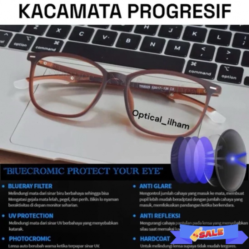 Jual [LENSA TERBAIK]kacamata anti radiasi progresif bluecromic | lensa baca dan jalan tanpa ...
