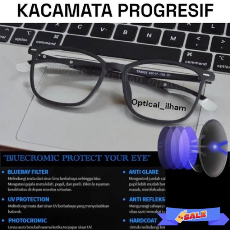 Jual [LENSA TERBAIK]kacamata anti radiasi progresif bluecromic | lensa baca dan jalan tanpa ...