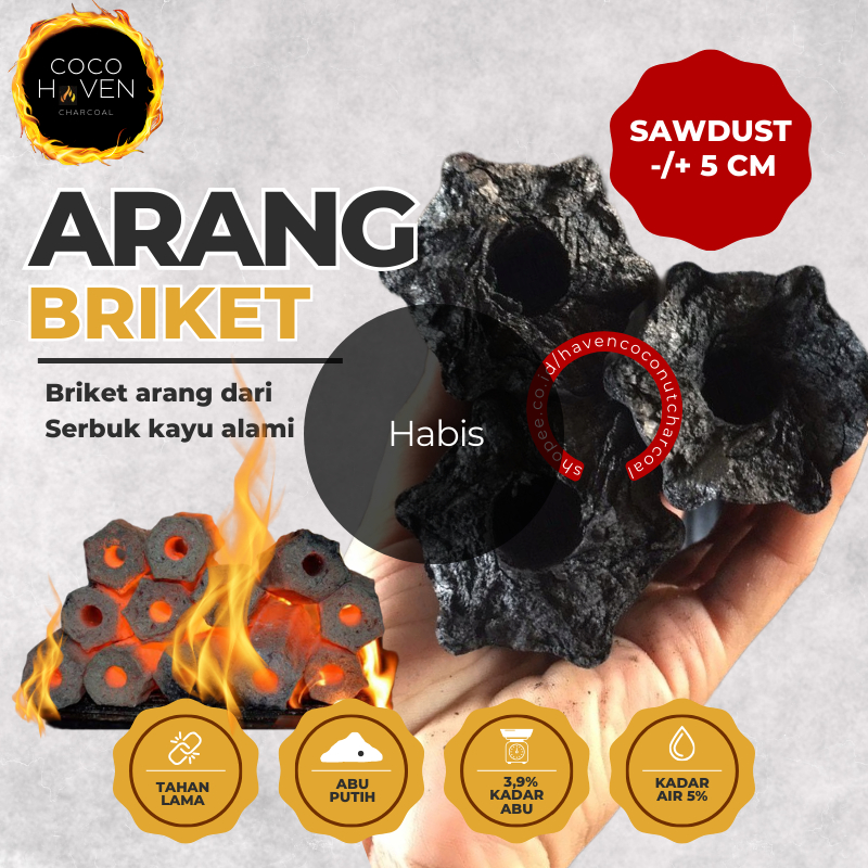 Jual Arang Briket Sawdust Areng Kayu Murni Tanpa Asap Awet Barbeque BBQ ...