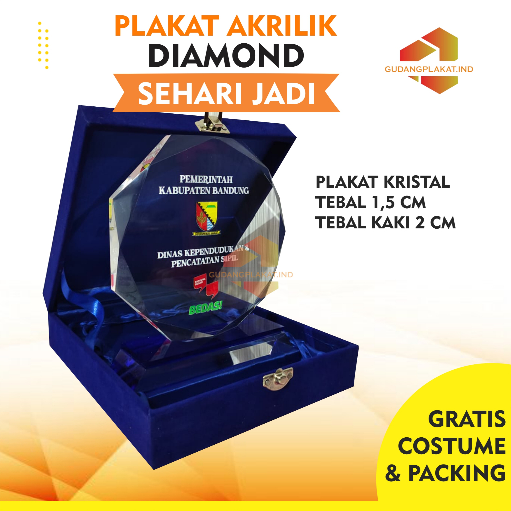 Jual Plakat Diamond Sehari Jadi + Box Vandel Kristal Acrylic Bevel ...