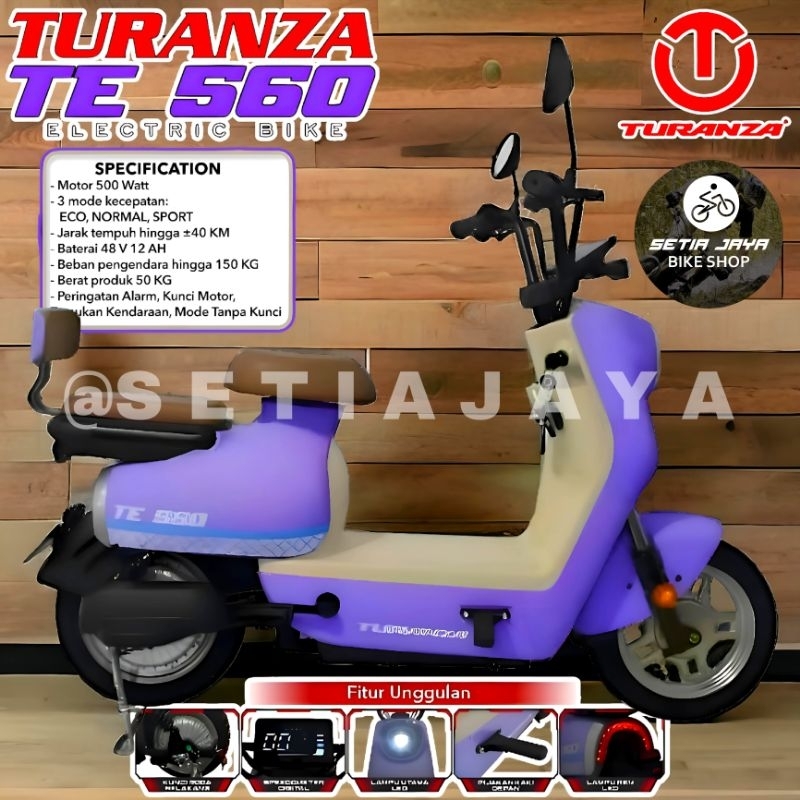 Jual Sepeda Listrik E-Bike TURANZA TE 560 48V 12Ah 500 Watt Electric Bike New | Shopee Indonesia