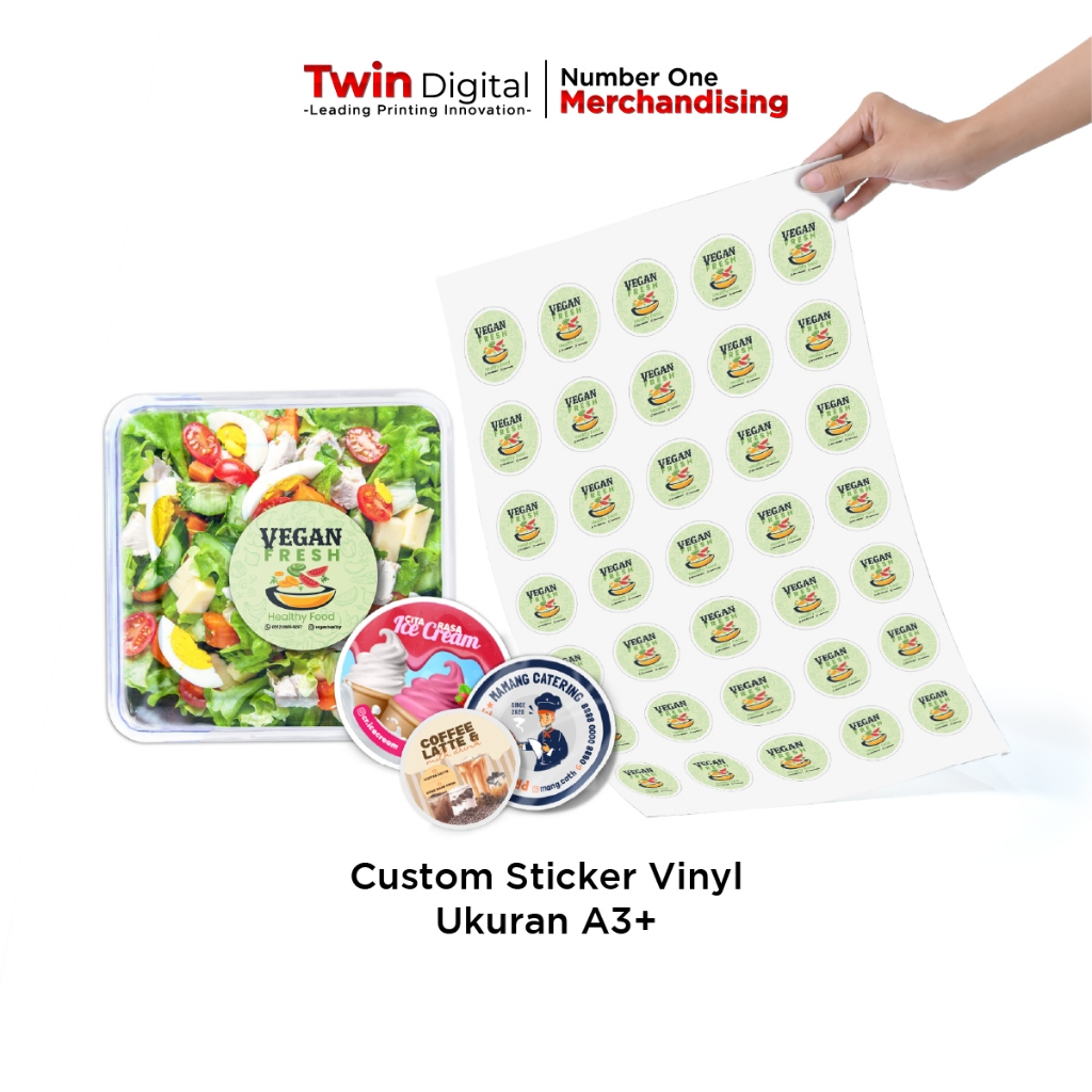Jual Twindigital Custom Sticker Vinyl Anti Air / Print Label Makanan ...