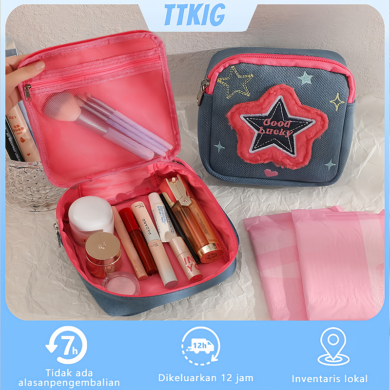 Jual Denim Series Makeup Pouch / Pouch Aesthetic / Pouch Lucu Aesthetic ...
