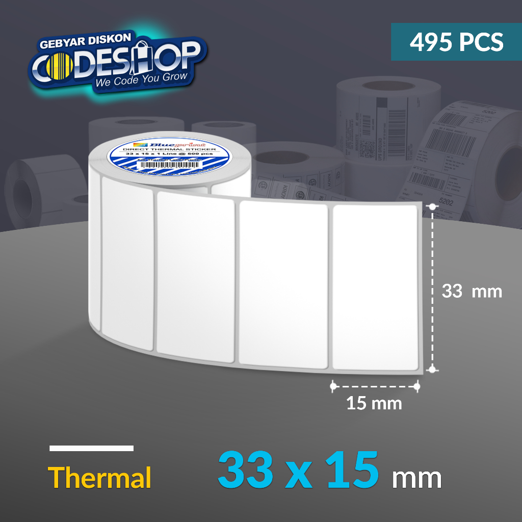 Jual Blueprint Sticker Label Thermal 33 x 15 mm 1 Line Stiker Mobile ...