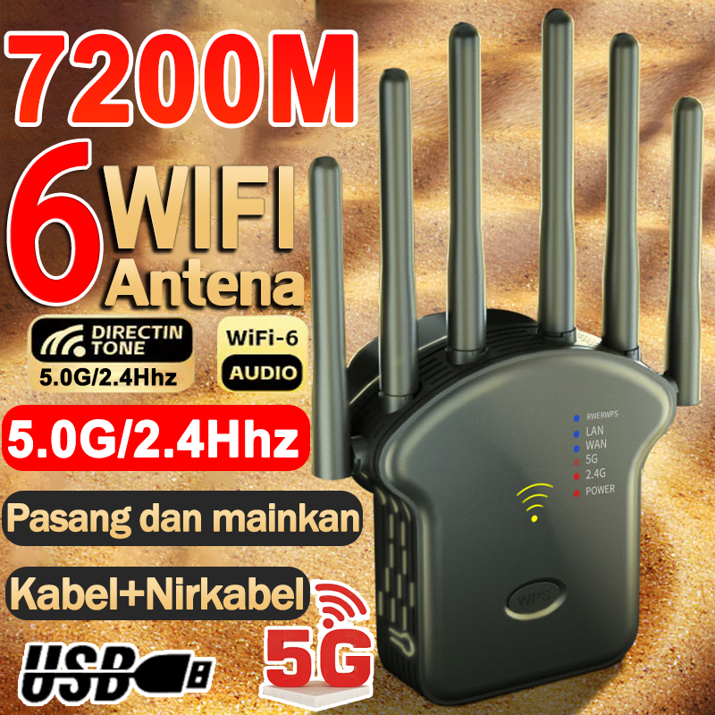 Jual 2024 NEW 7200M Wifi Extender 6/8 Antena WIFI Repeater Wireless ...