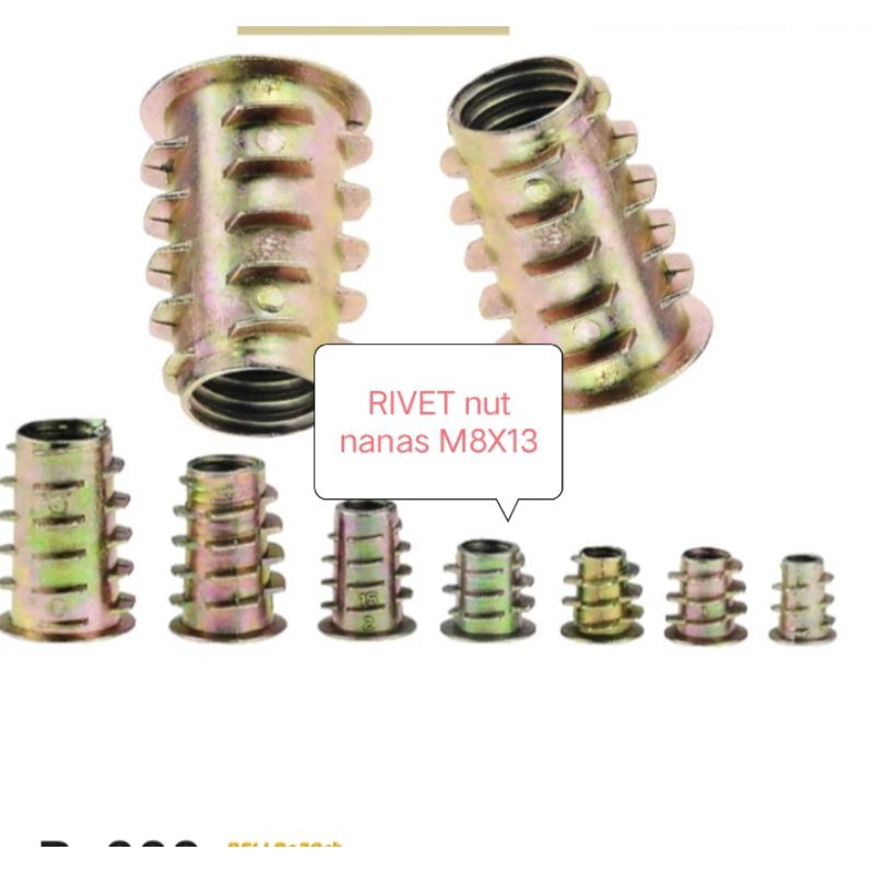 Jual mur nanas OD tanam insert knockdown cakar baut besi M8X13 | Shopee ...