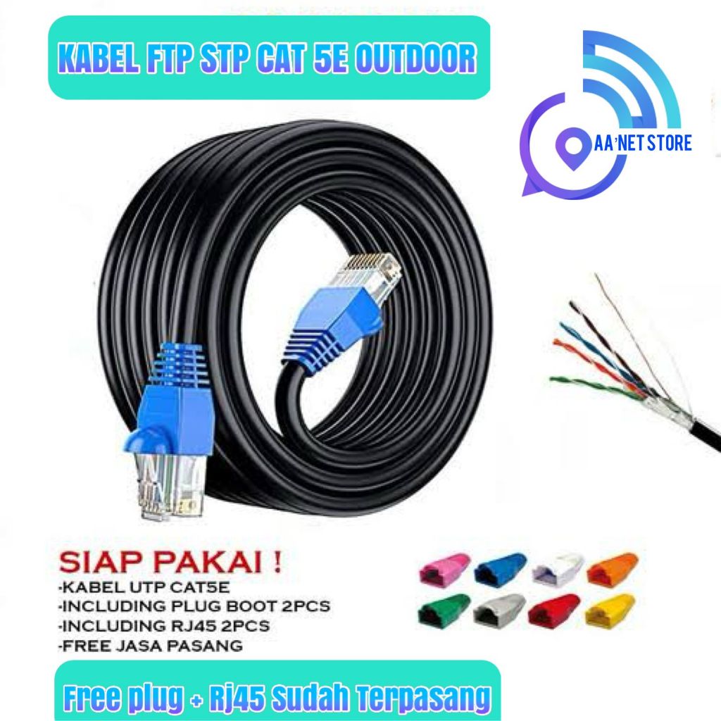 Jual Kabel LAN FTP Cat5e (Outdoor) 20 M (TINGGAL COLOK) | Shopee Indonesia