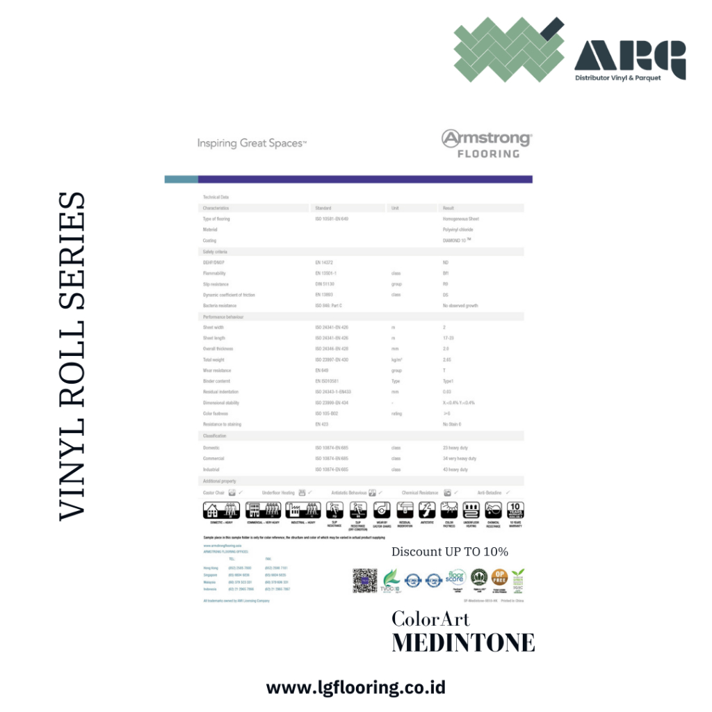 Jual Lantai Vinyl Roll Armstrong Medintone Homogeneous | Shopee Indonesia