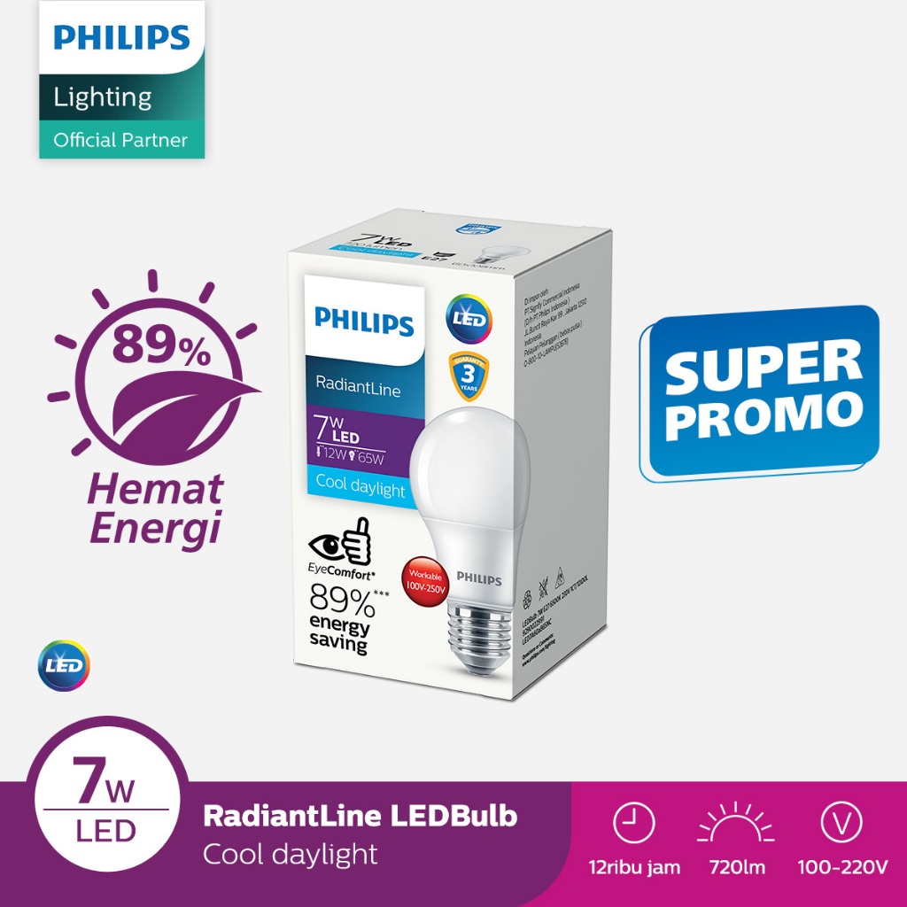 Jual Philips Lampu RadiantLine LEDBulb 7W 6500K Putih | Shopee Indonesia