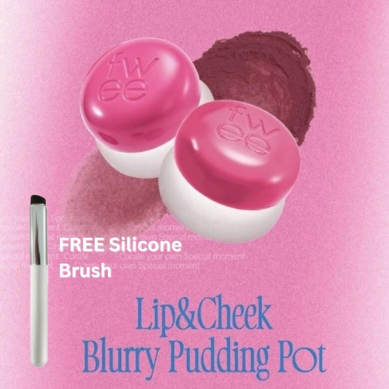 Jual [PO KR] fwee Lip & Cheek + FREE Silicone Brush Blurry Pudding Pot ...