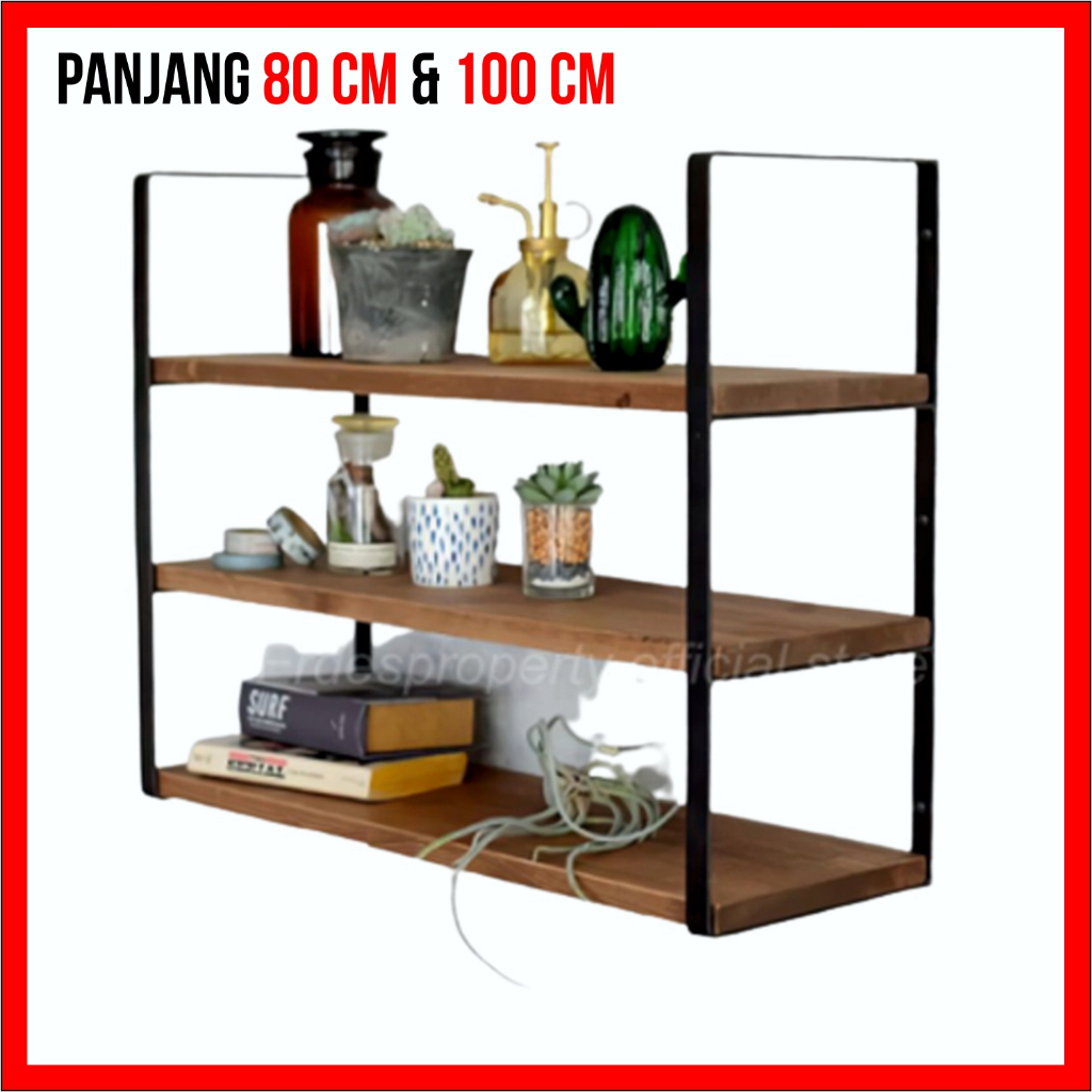 Jual Rak Kayu Gantung 3 Tingkat Panjang 80cm - 100cm Termurah | Rak ...
