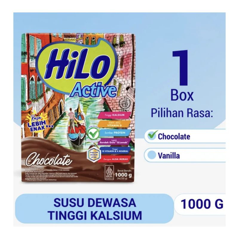 Jual HiLo Active Chocolate 1000gr /HiLo Active Vanilla 1000gr - Susu ...