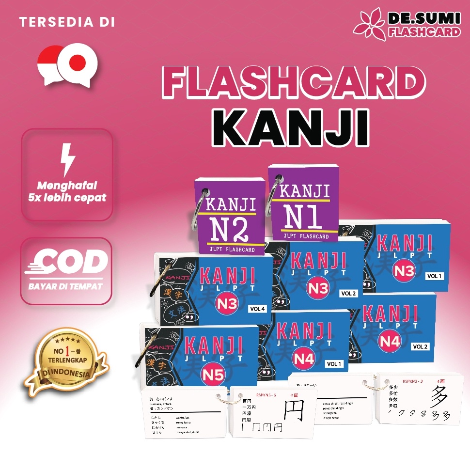 Jual FLASH CARD KARTU KANJI JLPT N5 N4 N3 N2 N1 NATTESJTEST KAMUS ...