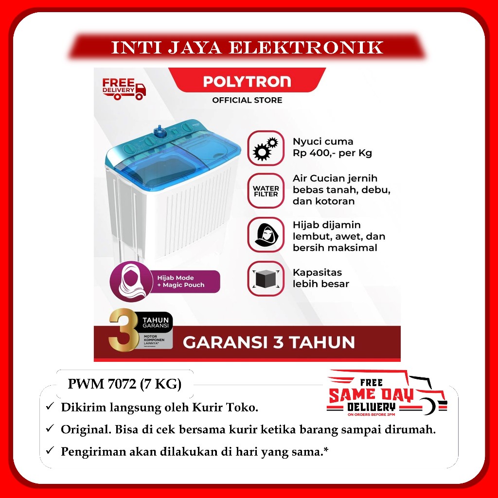 Jual MESIN CUCI POLYTRON 7 KG DUA TABUNG HIJB SERIES PRIMADONA GIANT ...