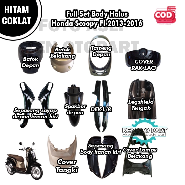 Jual Full Sepaket Body Halus Honda Scoopy FI Hitam Coklat 2013-2016 ...