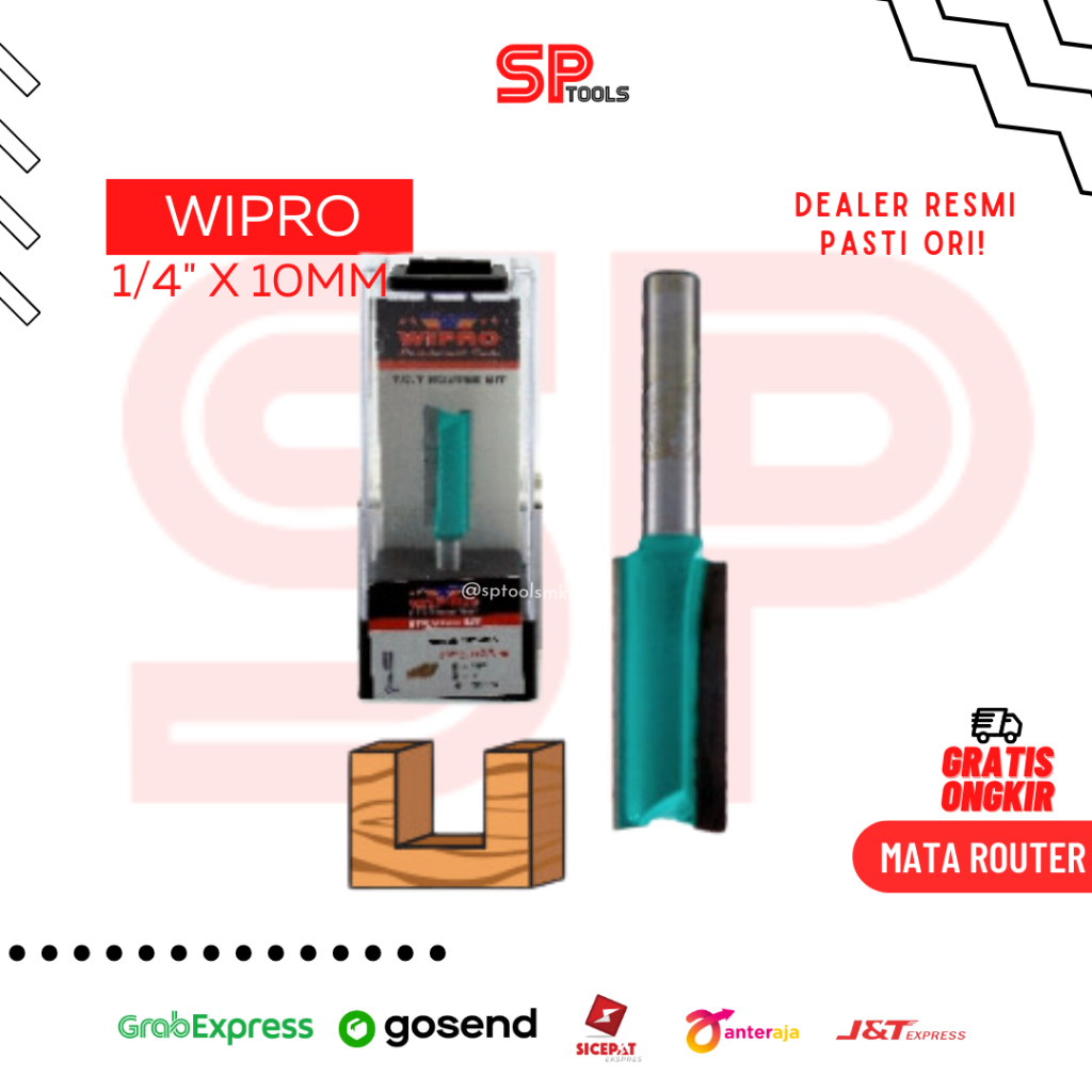 Jual MATA ROUTER RUTER ROTER PROFIL KAYU LURUS STRAIGHT 1/4" X 10MM ...