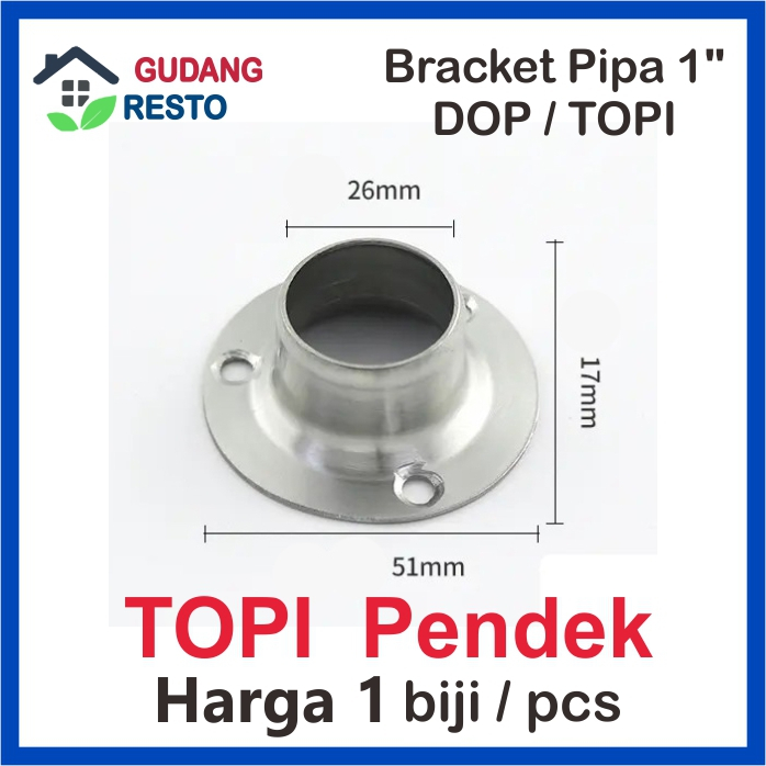 Jual Bracket Pipa Bulat Topi besi Sok DOP 1" 1 inch 25mm 25 mm Tiang ...