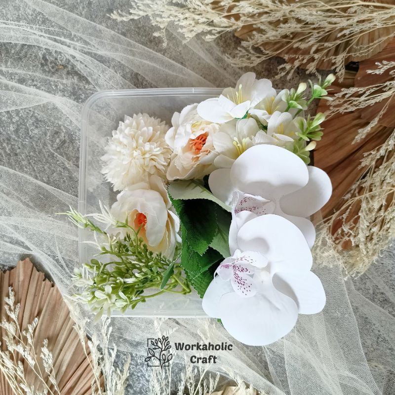 Jual Paket Bunga Artificial Anggrek Pom pom Bahan Hias Dekorasi Mahar ...