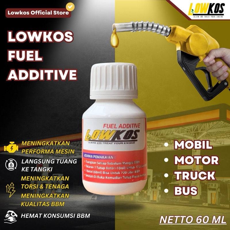 Jual Fuel Additive Penghemat BBM Motor Mobil dan Truk Lowkos 60 ML ...
