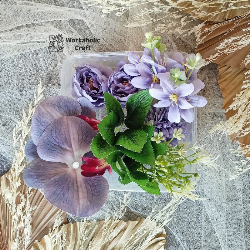 Jual Paket Bunga Artificial Anggrek Pom pom Bahan Hias Dekorasi Mahar ...
