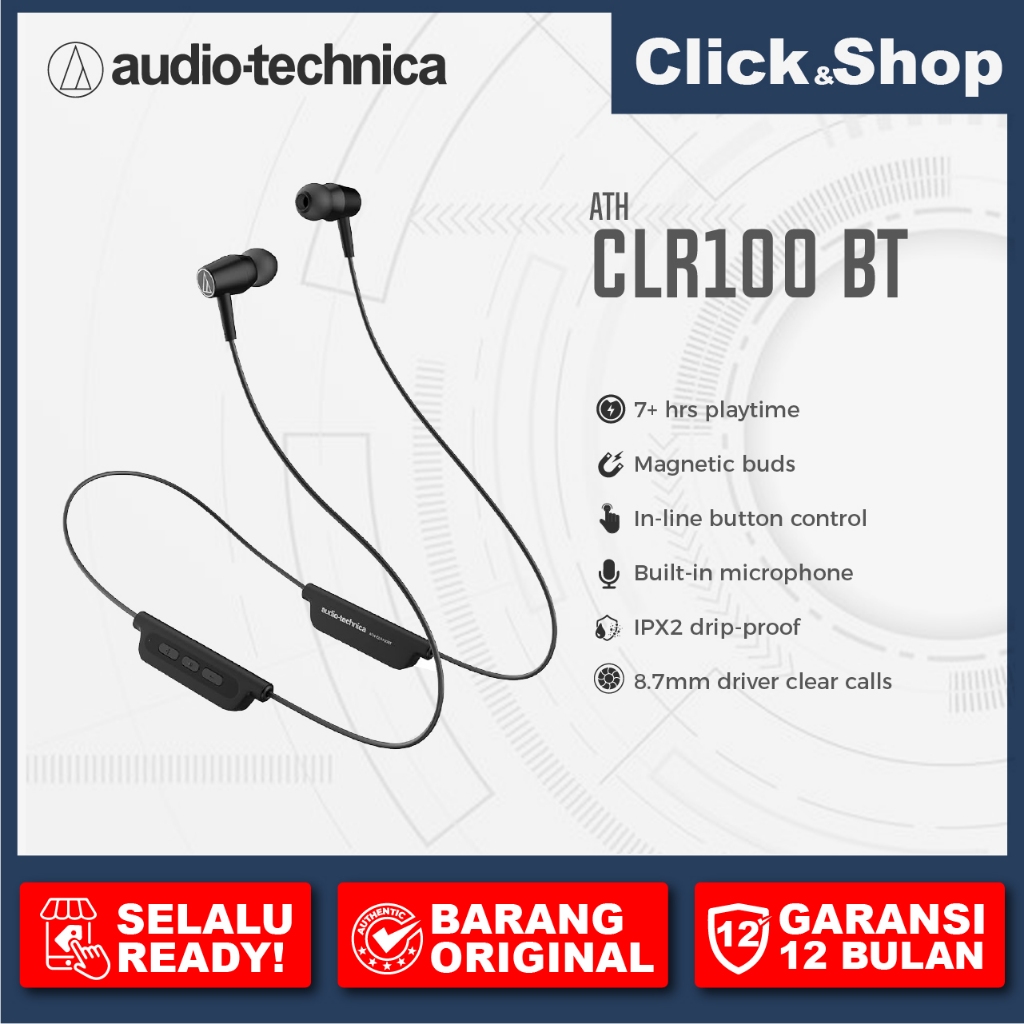 Jual Audio Technica Earphones ATH-CLR100BT ATH CLR 100 BT CLR100 BT In ...