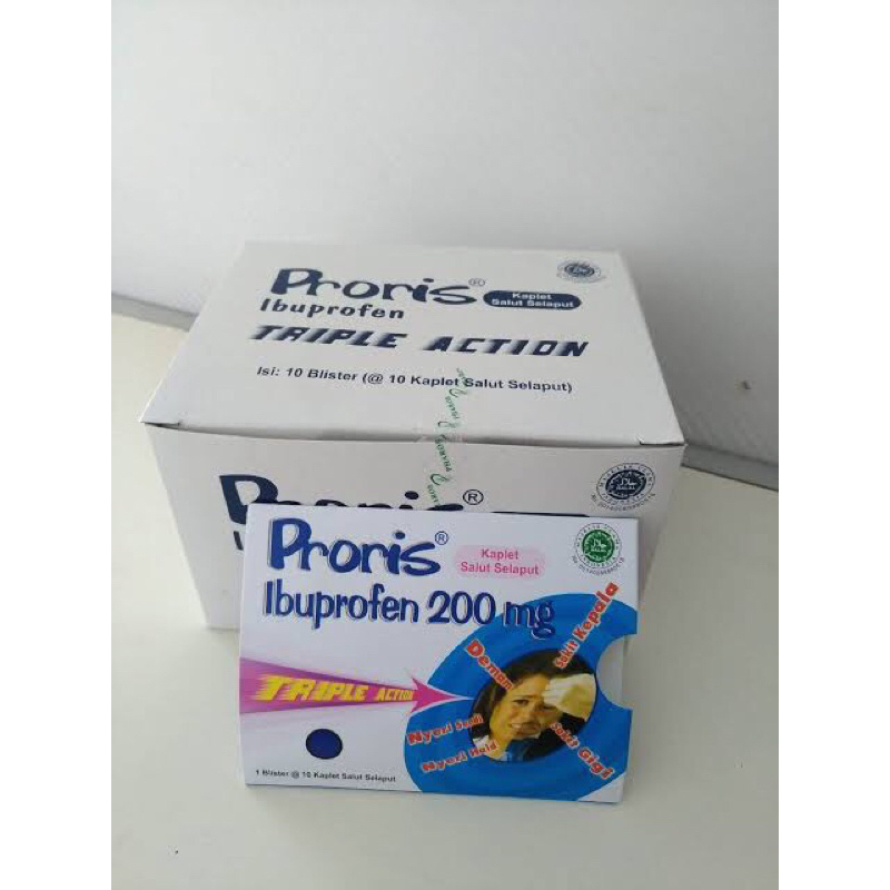 Jual Proris Ibuprofen 200mg Box 10 Strip / Proris Kaplet isi 100 ...