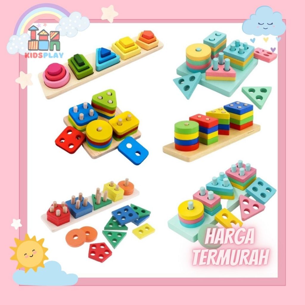 Jual Matching Shape Toys Shape Shorter Wooden Toys Mainan Kayu Anak ...