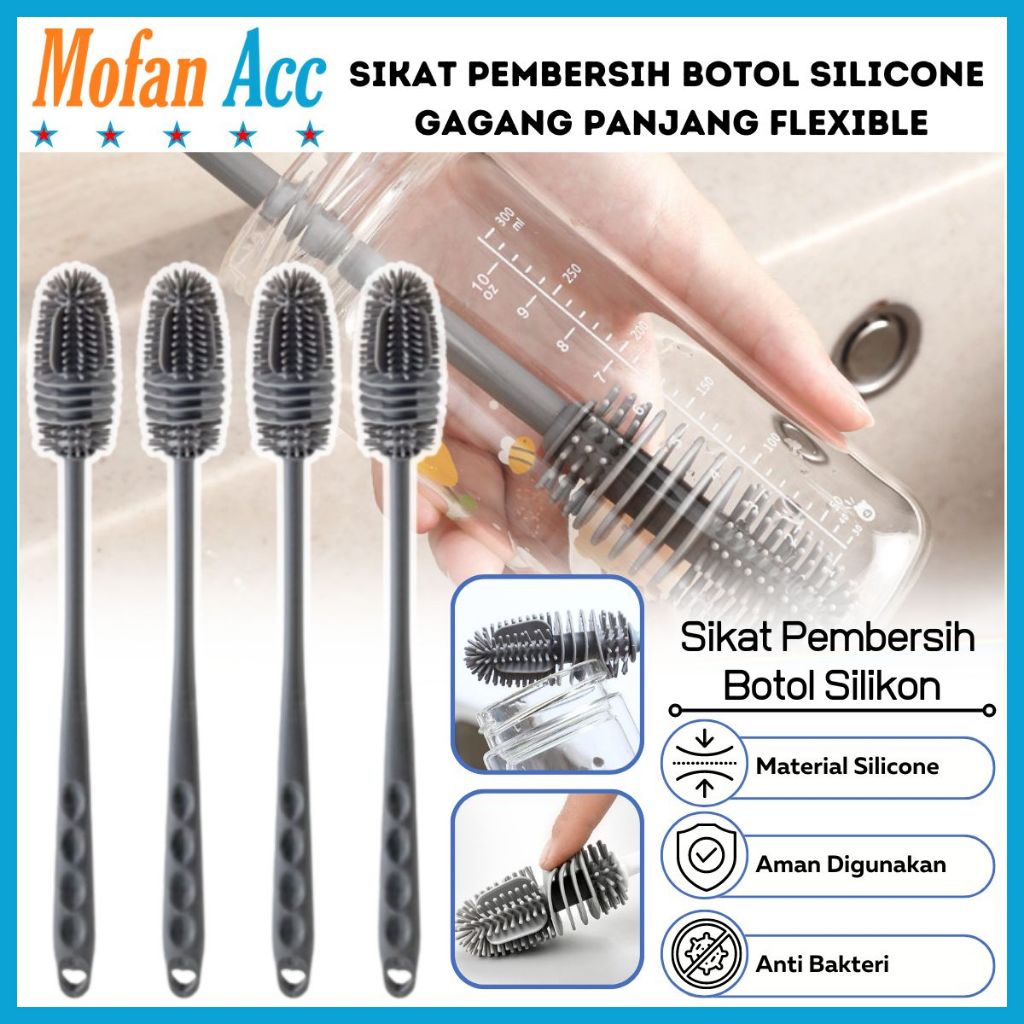 Jual Sikat Pembersih Botol Silikon Gagang Panjang / Bottle Brush ...