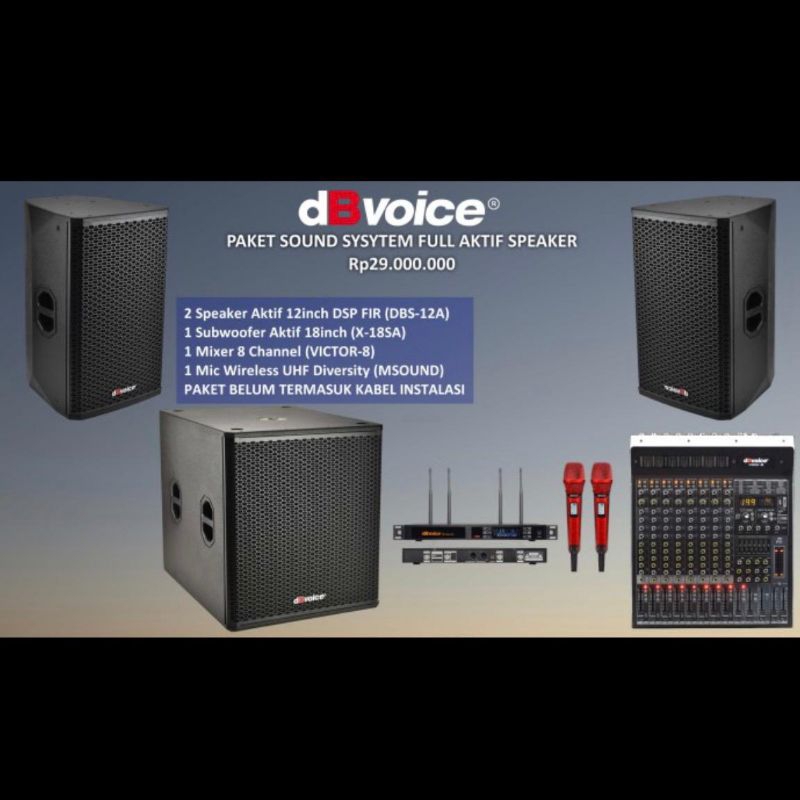 Jual Paket Sound dBvoice DBS-12A + Sub X18SA Original aktif 12 inch ...