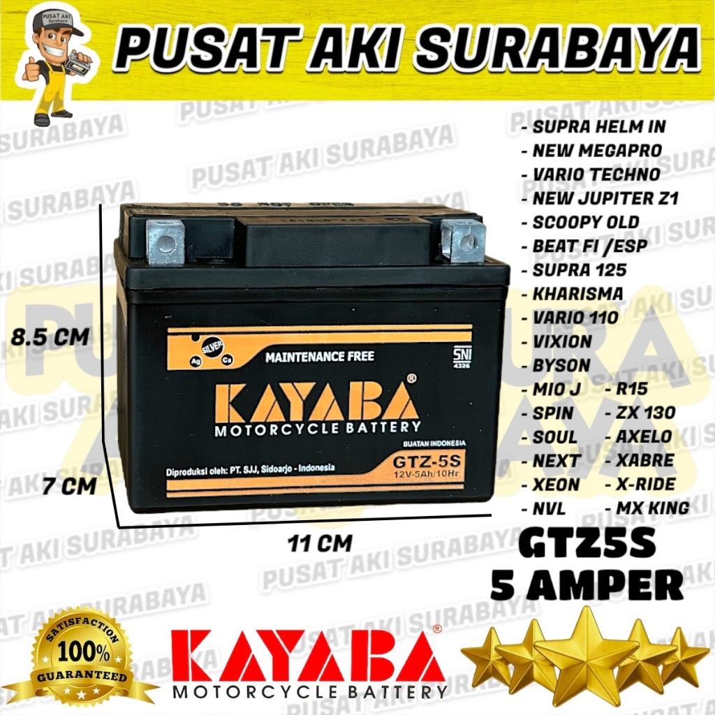 Jual JAMINAN ORIGINAL ACCU KAYABA GTZ5S MF 5 AMPER AKI KERING YAMAHA MIO J FINO BEAT STREET MIO ...