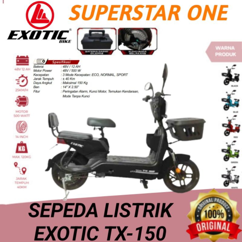 Jual Sepeda motor listrik EXOTIC TX-150 (Hitam) | Shopee Indonesia
