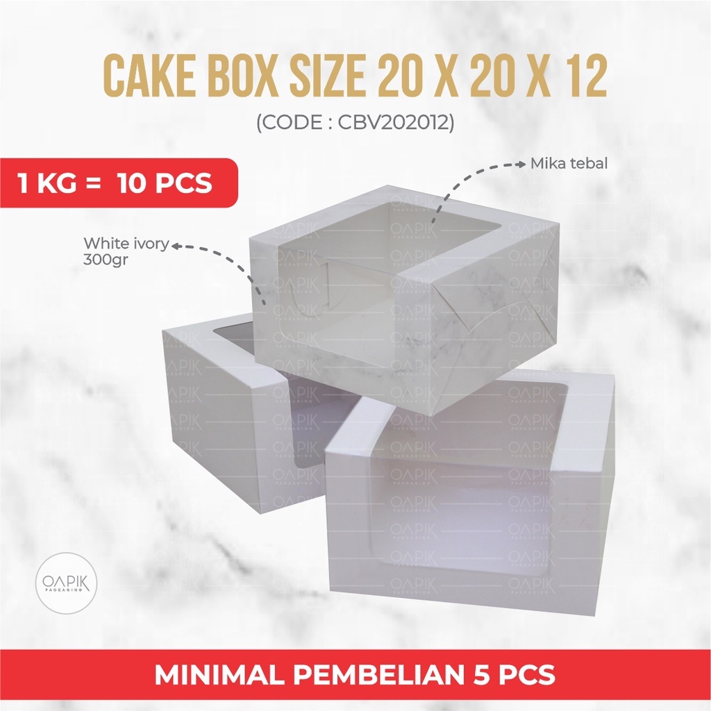 Jual CAKE BOX 20x20x12, Kemasan Kue, Kemasan Roti, Packaging Kue ...