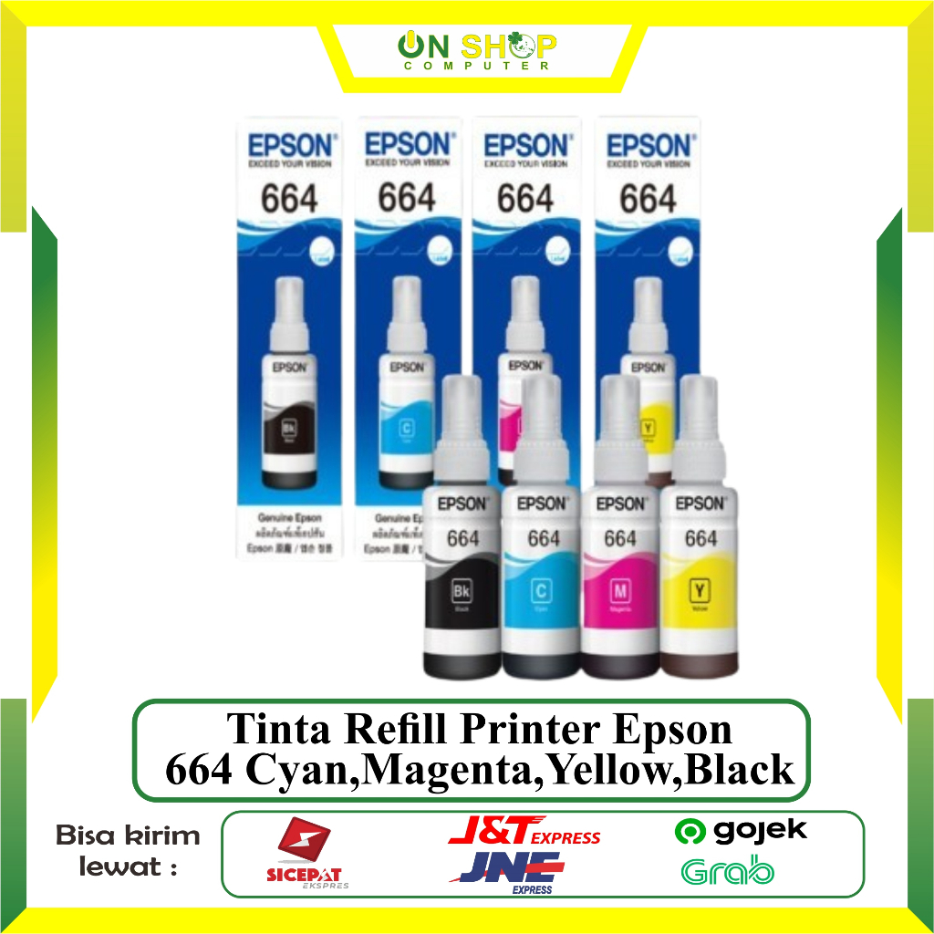 Jual Tinta Printer Epson Original L100, L200, L300, L400, L500 Series 664 Cyan | Shopee Indonesia