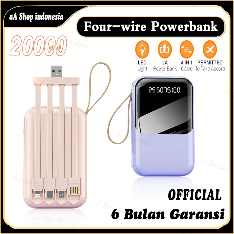 Jual Portable Powerbank 20000 mAh mini size power bank with 4data lines Dengan tampilan daya LED ...