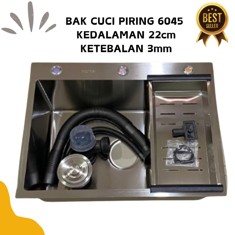 Jual KITCHEN SINK BCP 6045 SILVER DAN HITAM STAINLESS - BAK CUCI PIRING ...