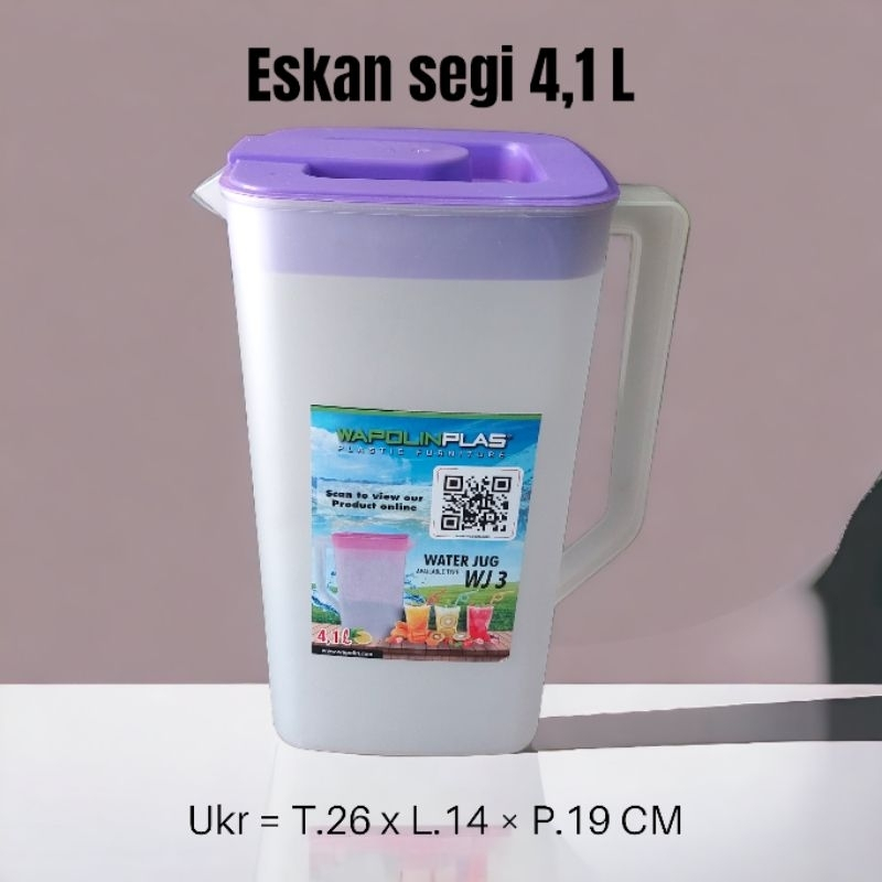 Jual Eskan ceret segi 4,1 liter wapolin jumbo plastik Teko air segi plastik water jug | Shopee ...