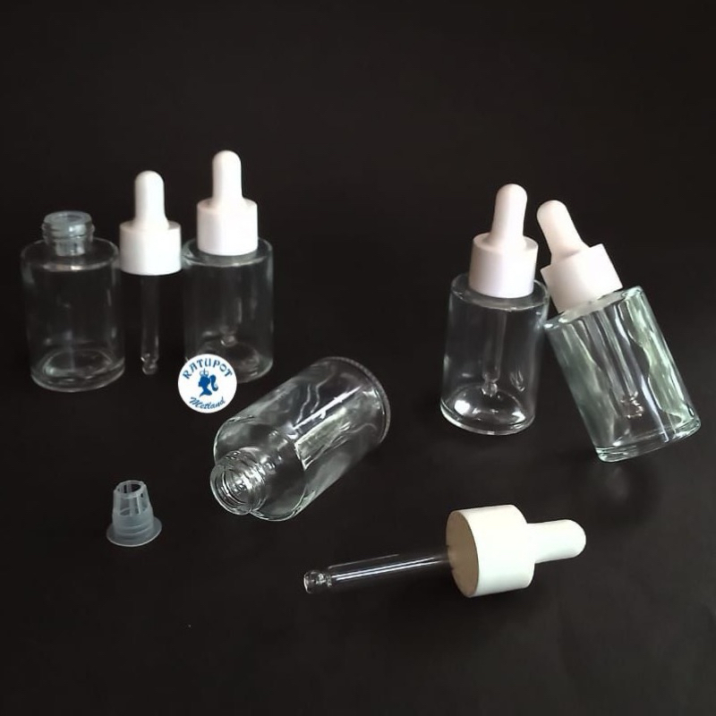 Jual botol pipet kaca 30 ml bening tebal TOTO pipet putih | Shopee ...