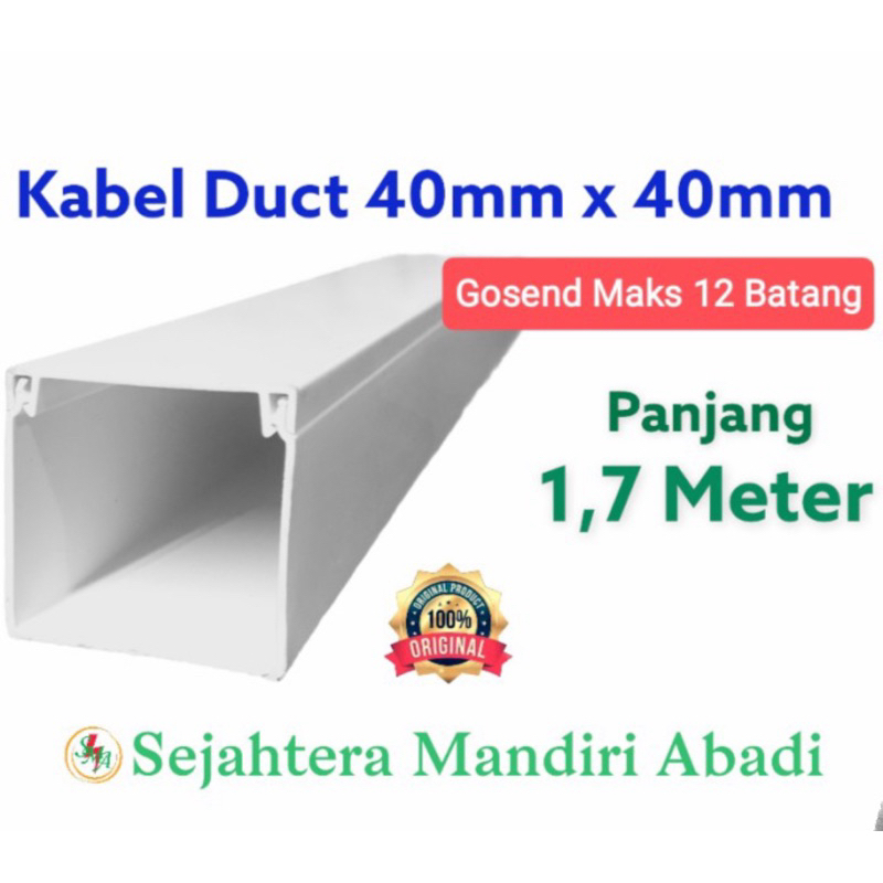 Jual Kabel Dak 40x40 Kotak Putih Tutup 1,7 Meter Duct Cable | Shopee ...
