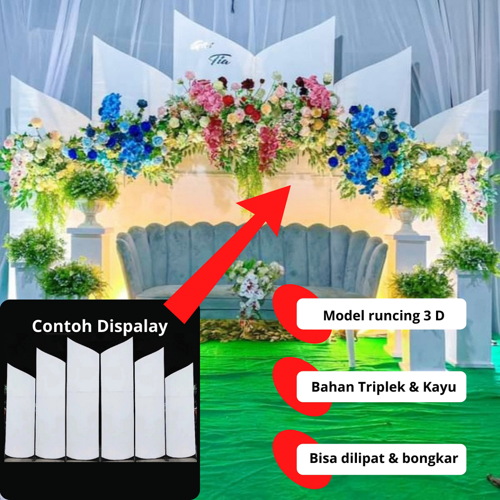 Jual backdrop foto wedding backdrop lipat bahan triplek mudah bongkar ...