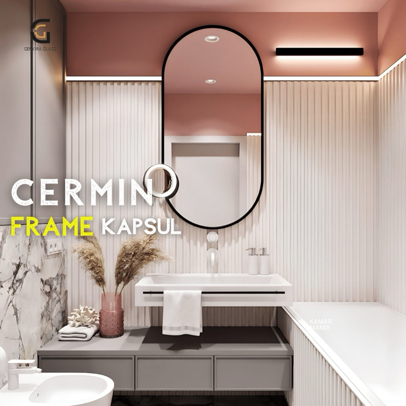 Jual Cermin Aesthetic Dinding Oval Kapsul Frame Hitam Putih | Shopee ...