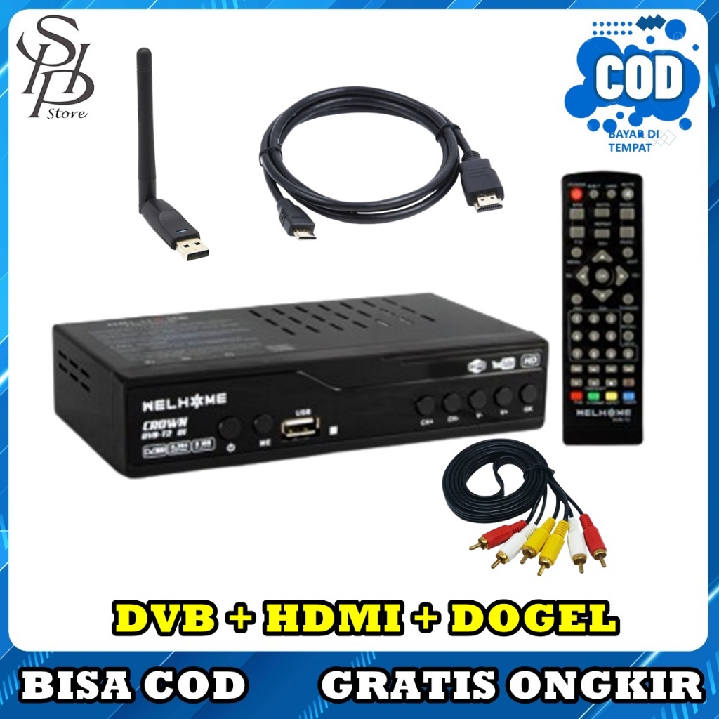 Jual WELHOME Set Top Box STB DVB-T2 01 Receiver TV FULL SET | Shopee Indonesia
