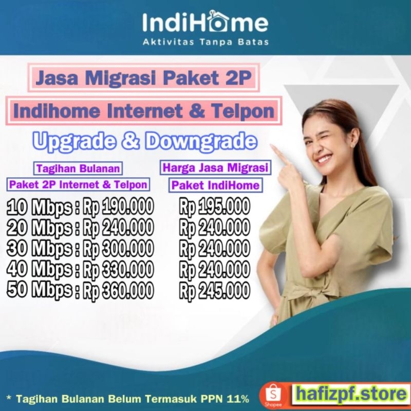 Jual MIGRASI PAKET INDIHOME 2P INET+TELPON | SPEED 10 - 50 MBPS | UPGRADE & DOWNGRADE | Shopee ...