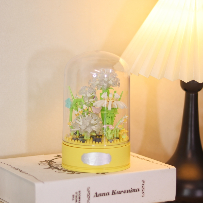 Jual Brick Bunga with Lampu Nano Block Bunga Mawar Brick Kotak Musik ...