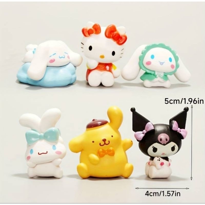 Jual ACTION FIGURE SANRIO MINI5CM KUROMI POM POM PURIN HELLO KITTY 3P ...