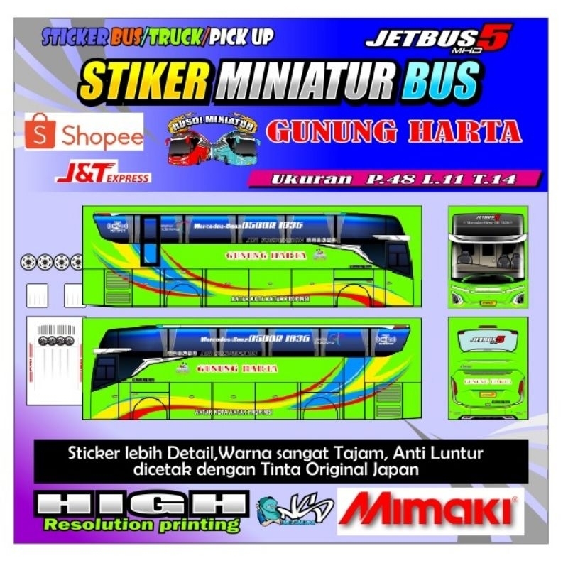 Jual stiker miniatur bus gunung harta | Shopee Indonesia